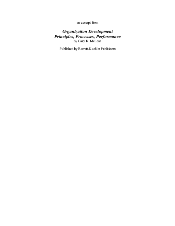 (PDF) Organization development: Principles, process, performance