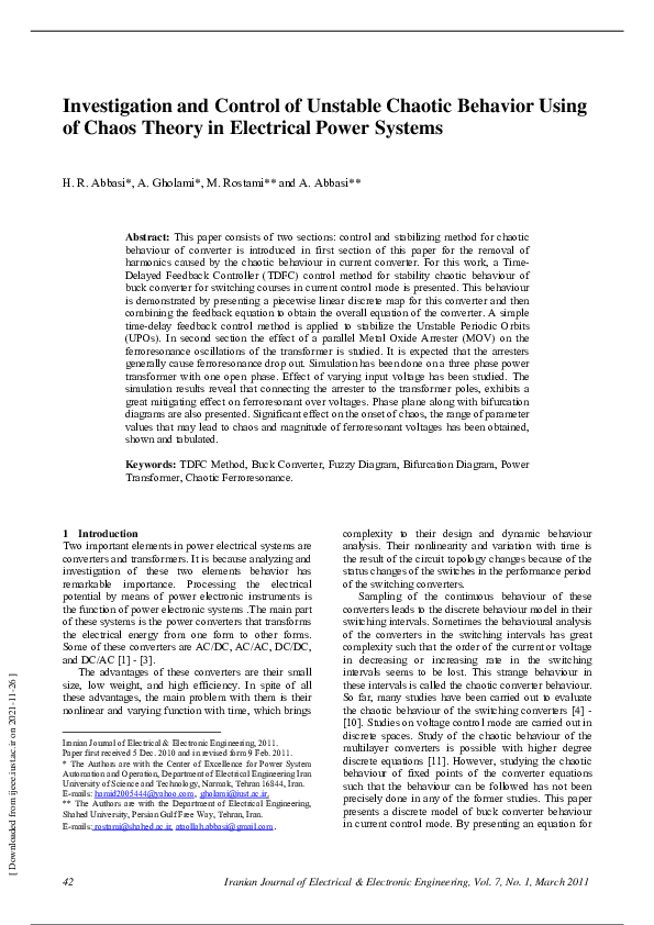 (PDF) Investigation and Control of Unstable Chaotic Behavior Using of ...