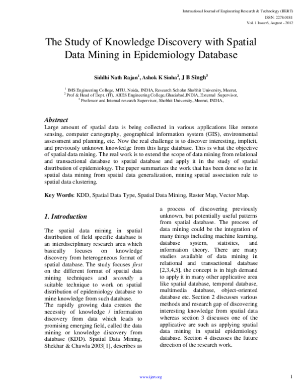 (PDF) Spatial Data Mining in Epidemiology Research