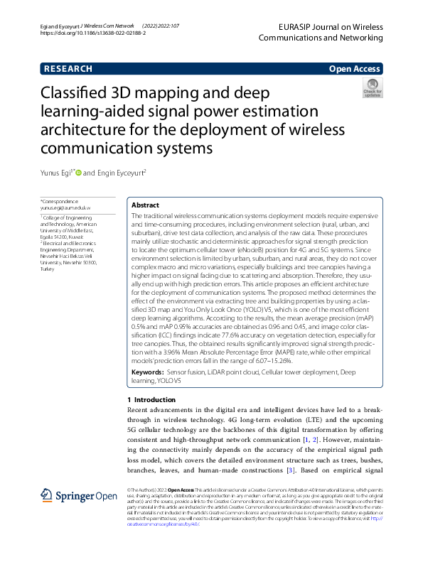 Pdf Classified 3d Mapping And Deep Learning Aided Signal Power Estimation Architecture For The