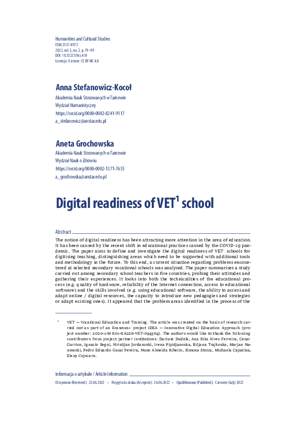 (PDF) Digital readiness of VET schools