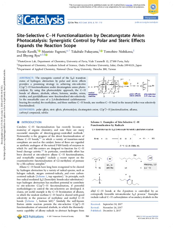 (PDF) Site-Selective C–H Functionalization by Decatungstate Anion ...
