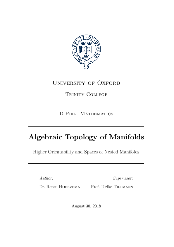 (PDF) Algebraic Topology of Manifolds
