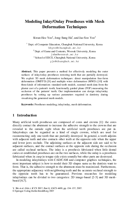 (PDF) Modeling Inlay/Onlay Prostheses with Mesh Deformation Techniques