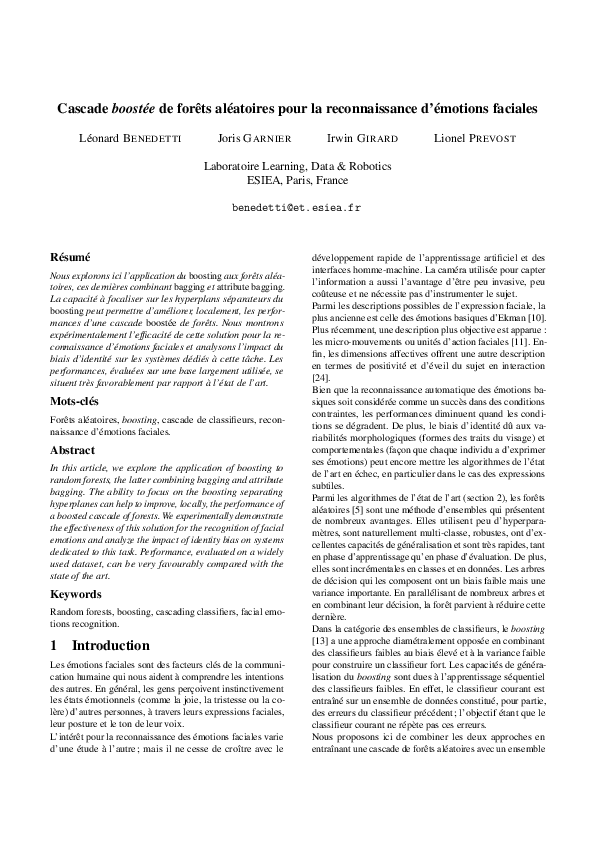 (PDF) Cascade boostée de forêts aléatoires pour la reconnaissance d ...