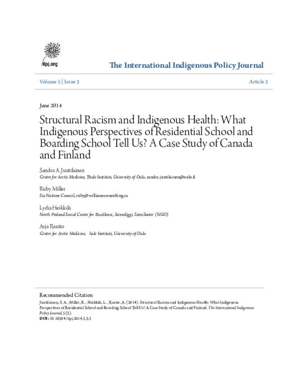 (PDF) Structural Racism and Indigenous Health: What Indigenous ...