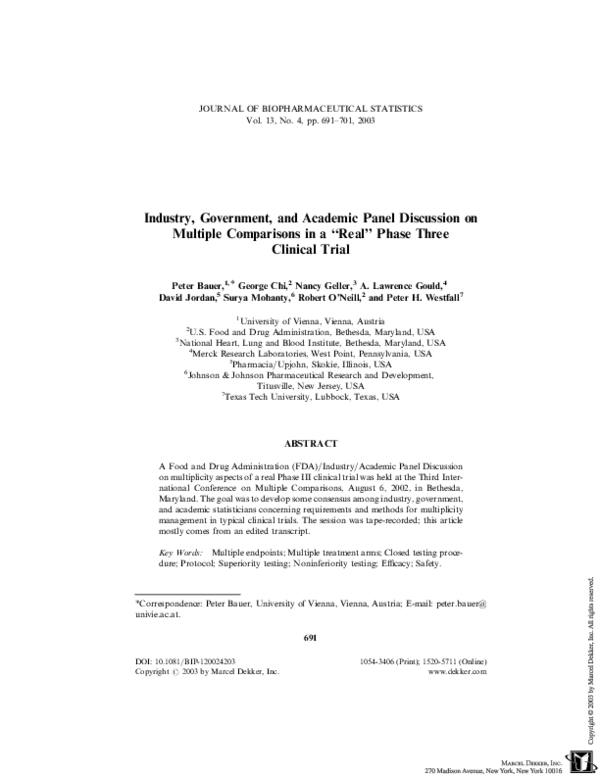 (PDF) Industry, Government, and Academic Panel Discussion on Multiple ...