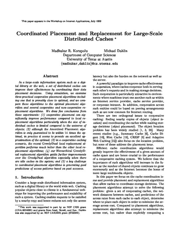 (PDF) Coordinated placement and replacement for large-scale distributed caches | Madhukar R ...