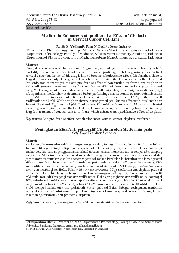 (PDF) Metformin Enhances Anti-proliferative Effect of Cisplatin in ...