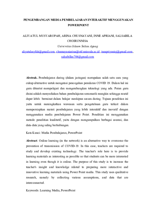 (DOC) PENGEMBANGAN MEDIA PEMBELAJARAN INTERAKTIF MENGGUNAKAN POWERPOINT