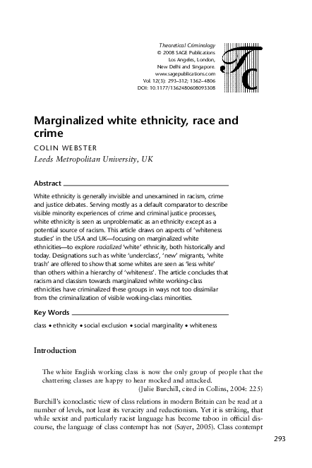 (PDF) Marginalized white ethnicity, race and crime