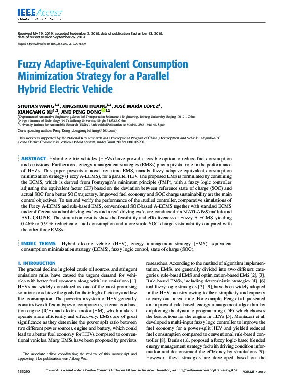 (PDF) Fuzzy Adaptive-Equivalent Consumption Minimization Strategy for a ...