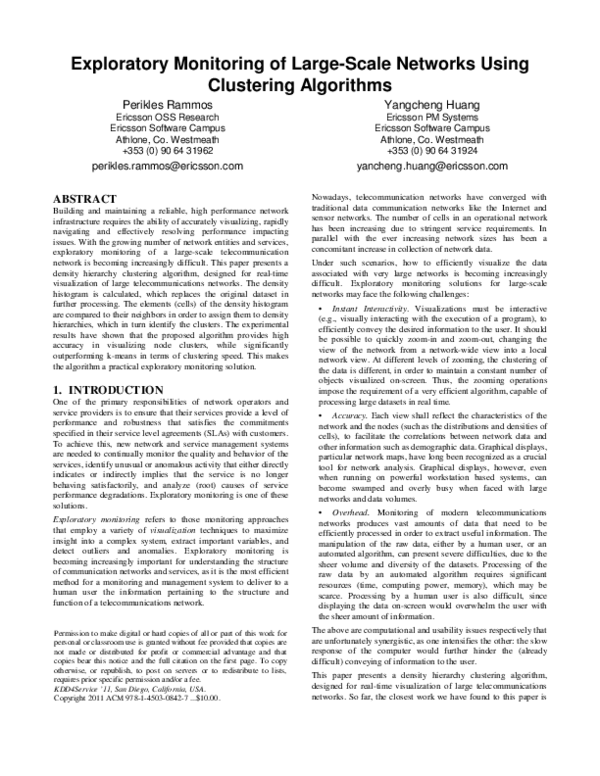 Pdf Exploratory Monitoring Of Large Scale Networks Using Clustering 7119