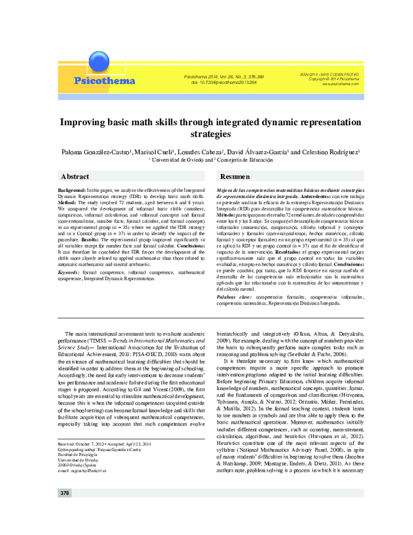 (PDF) Improving basic math skills through integrated dynamic representation strategies | Mejora ...