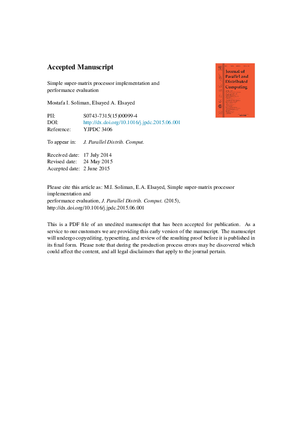 Pdf Simple Super Matrix Processor Implementation And Performance Evaluation