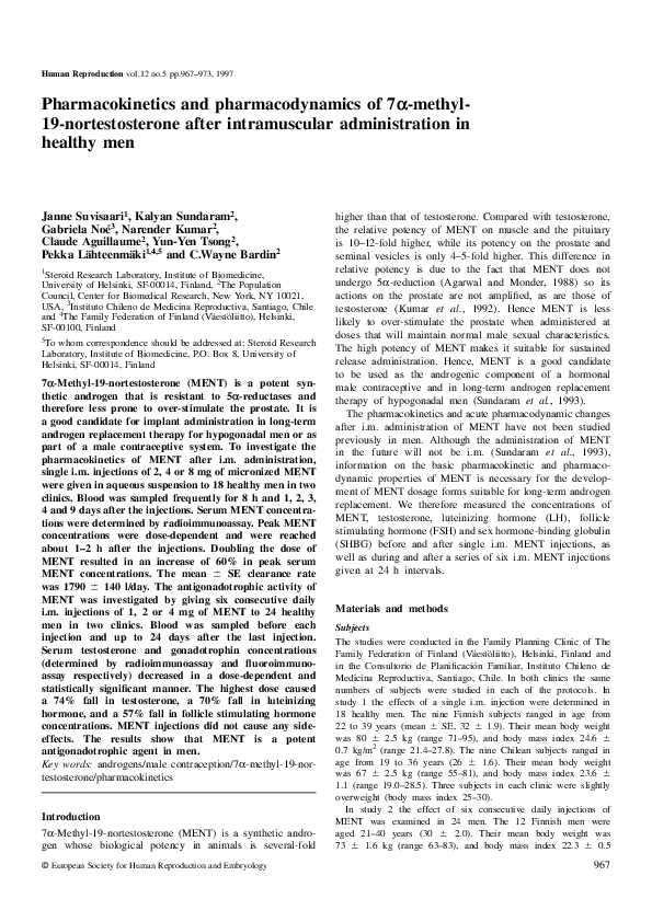 (PDF) Pharmacokinetics and pharmacodynamics of 7alpha-methyl-19 ...
