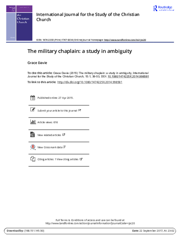(PDF) The military chaplain: a study in ambiguity