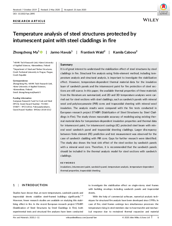 (PDF) Temperature analysis of steel structures protected by intumescent paint with steel ...