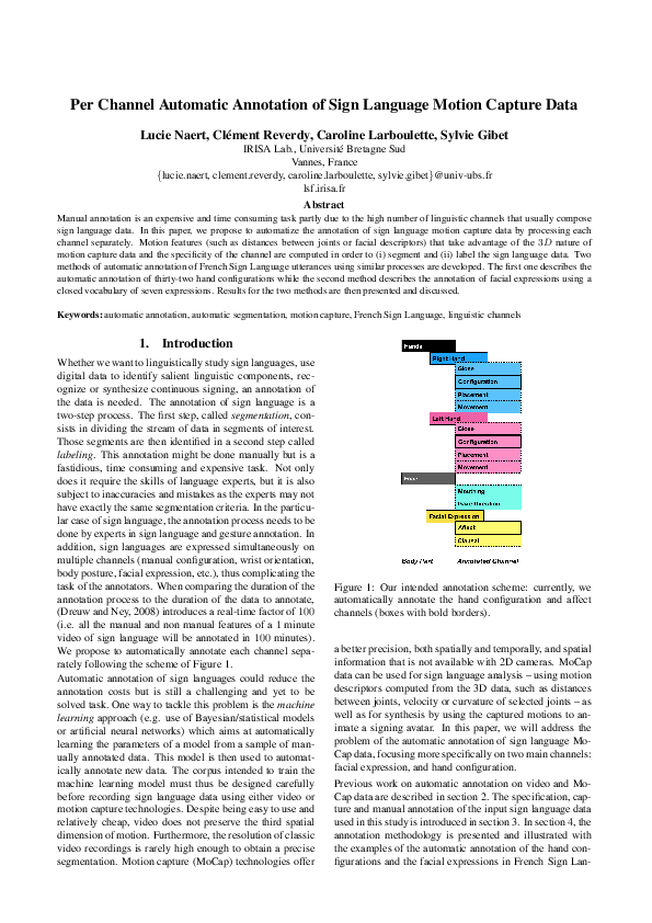 (PDF) Per Channel Automatic Annotation of Sign Language Motion Capture Data