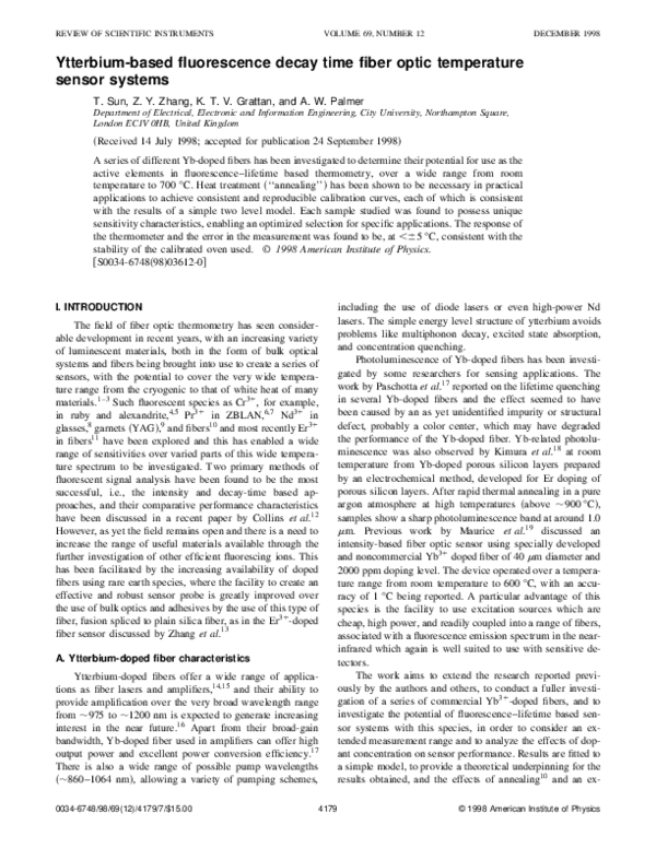 (PDF) Ytterbium-based fluorescence decay time fiber optic temperature sensor systems