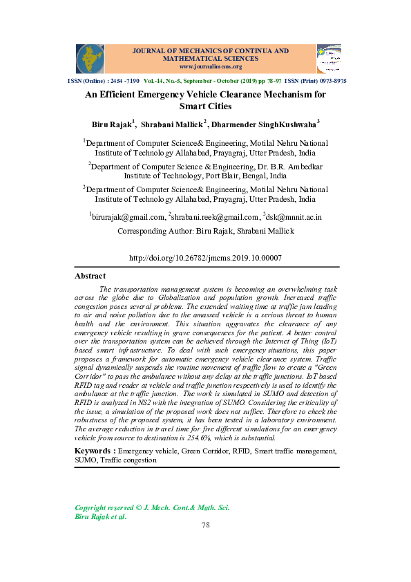 (PDF) Traffic Control and Management Over IoT for Clearance of ...