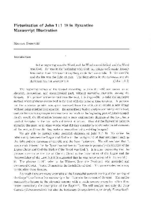 (PDF) Picturization of John 1: 1-18 in Byzantine Manuscript Illustration