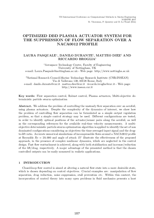 (PDF) Optimized DBD plasma actuator system for the suppression of flow separation over a ...