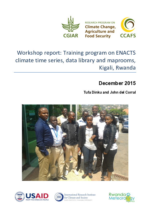 (PDF) Workshop report: Training program on ENACTS climate time series ...