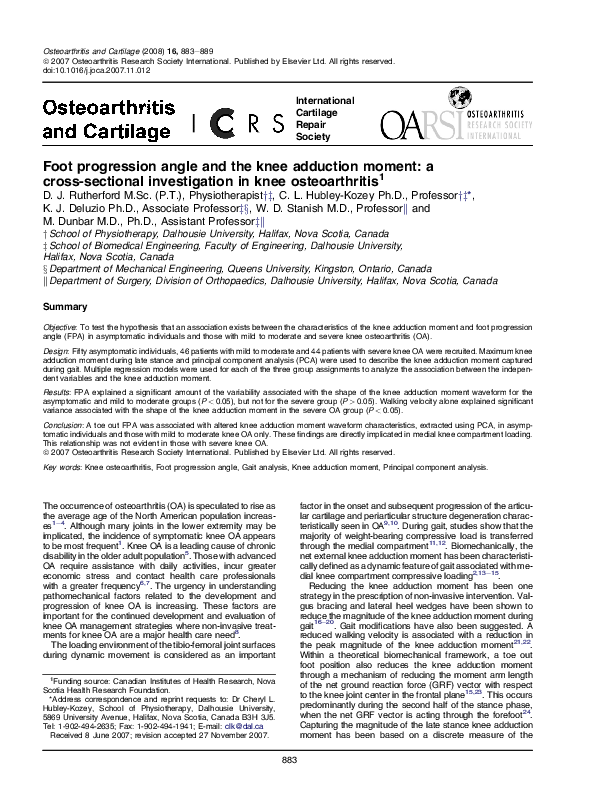 (PDF) Foot progression angle and the knee adduction moment: a cross ...