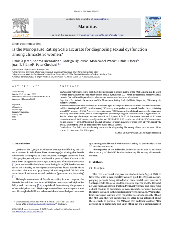 (PDF) Is the Menopause Rating Scale accurate for diagnosing sexual ...