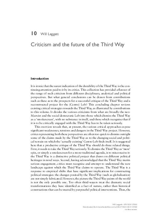 (PDF) Criticism and the future of the Third Way