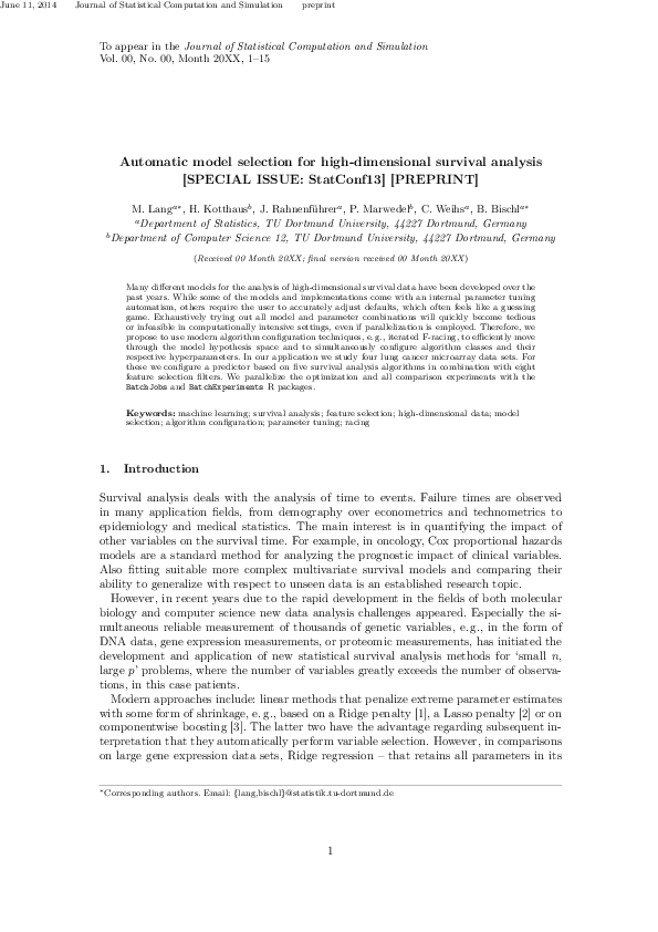 (PDF) Automatic model selection for high-dimensional survival analysis