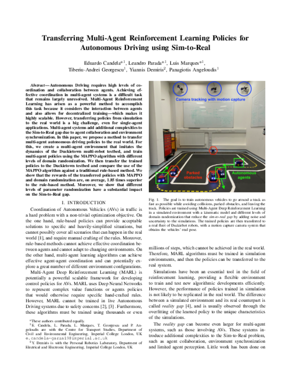 (PDF) Transferring Multi-Agent Reinforcement Learning Policies for Autonomous Driving using Sim ...