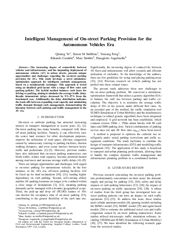 (PDF) Intelligent Management of On-street Parking Provision for the ...