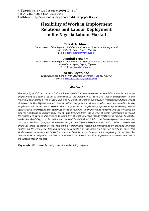 (PDF) Flexibility of Work in Employment Relations and Labour Deployment ...