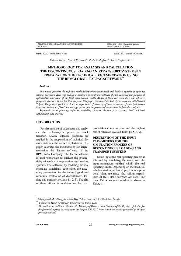(PDF) Methodology for analysis and calculation the discontinuous loading and transport systems ...