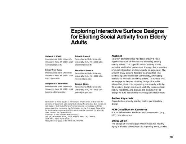 (PDF) Exploring Interactive Surface Designs for Eliciting Social ...