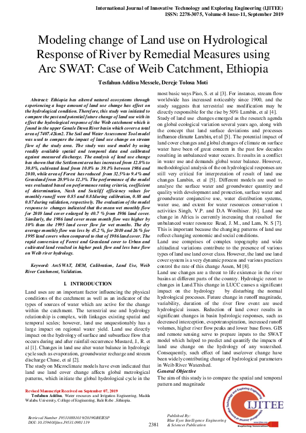 (PDF) Modeling change of Land use on Hydrological Response of River by Remedial Measures using ...