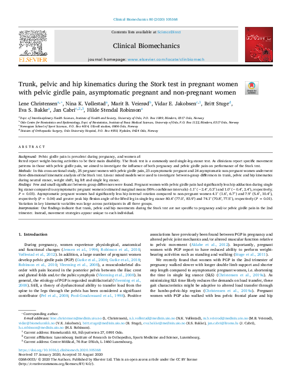 (PDF) Trunk, pelvic and hip kinematics during the Stork test in ...