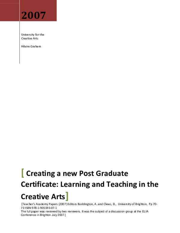 (PDF) Creating a new Post Graduate Certificate