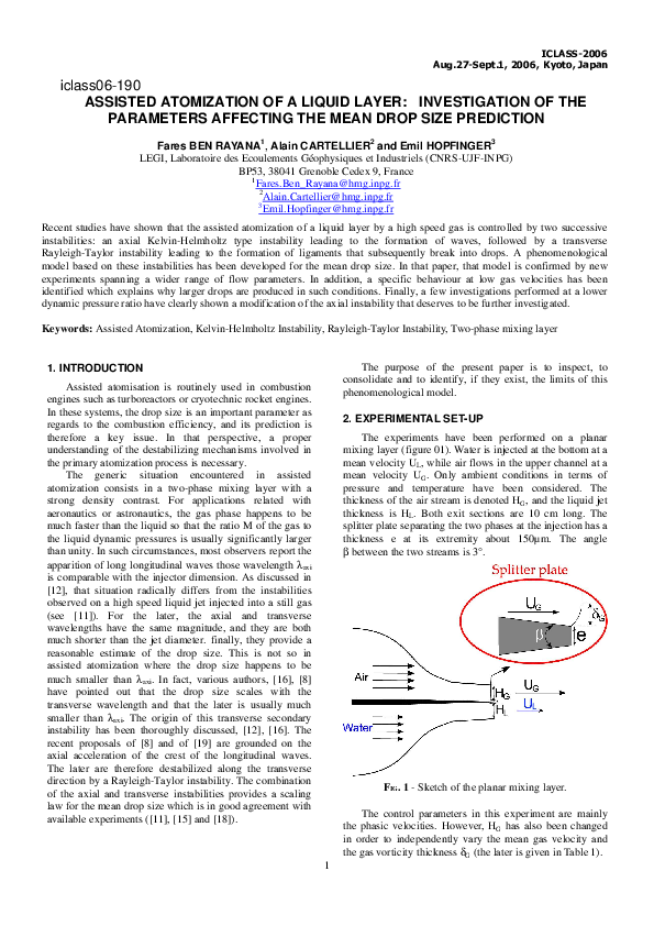 (PDF) Controlling Mean Drop Size in Assisted Liquid Atomization