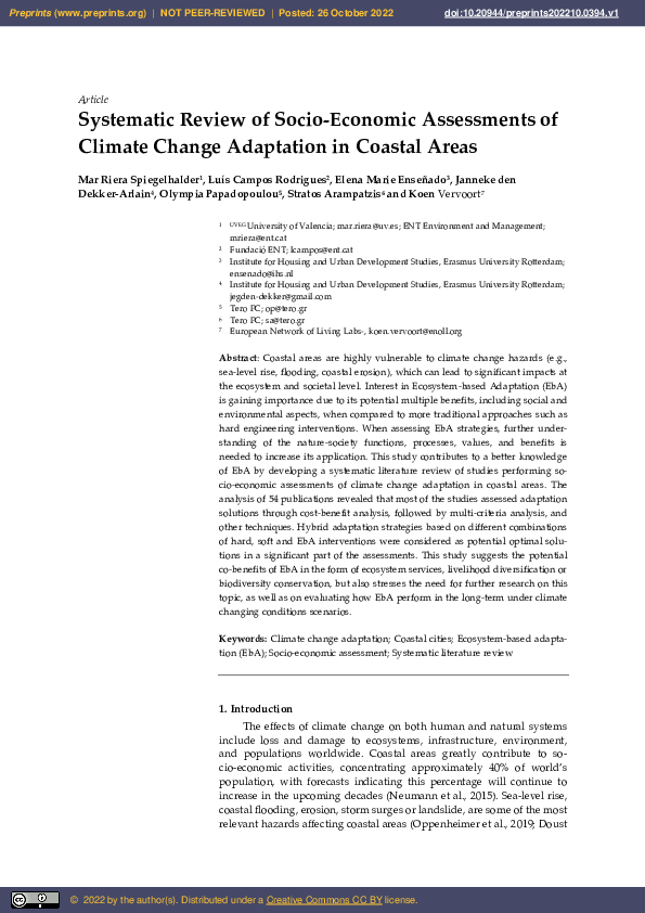 (PDF) Systematic Review of Socio-Economic Assessments of Climate Change ...