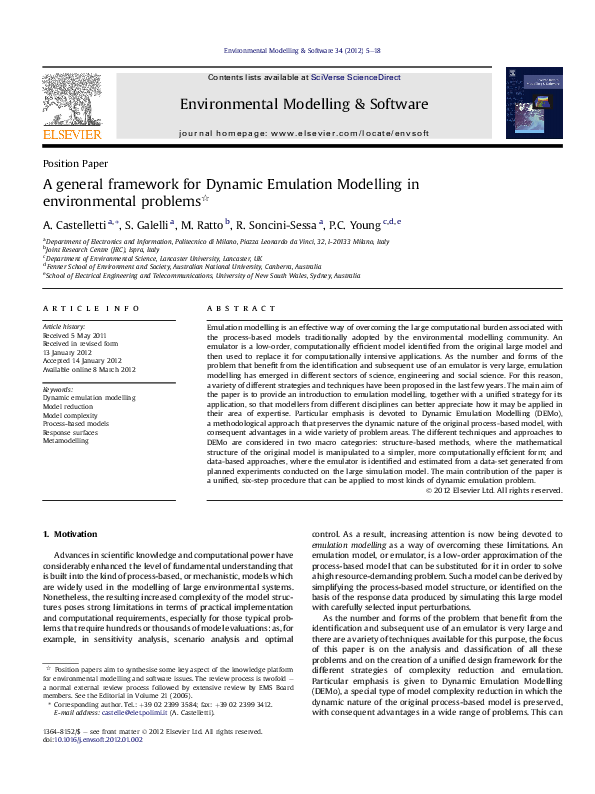 (PDF) A general framework for Dynamic Emulation Modelling in ...