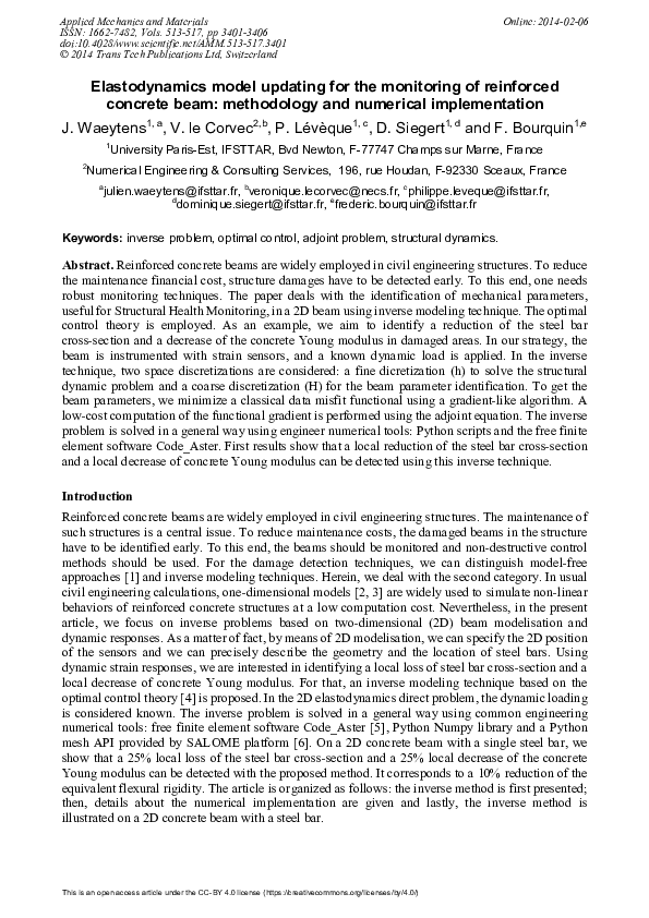 (PDF) Elastodynamics Model Updating for the Monitoring of Reinforced Concrete Beam: Methodology ...