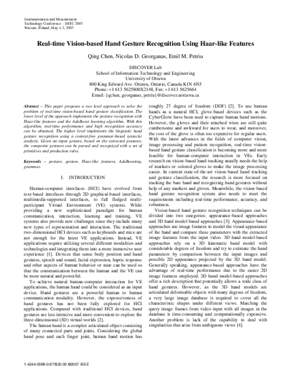 (PDF) Real-time Vision-based Hand Gesture Recognition Using Haar-like Features