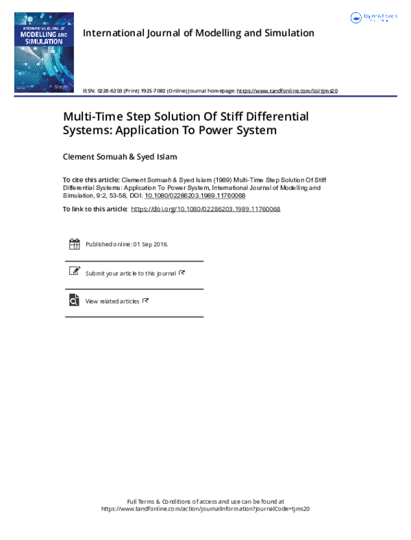 (PDF) Multi-Time Step Solution Of Stiff Differential Systems ...