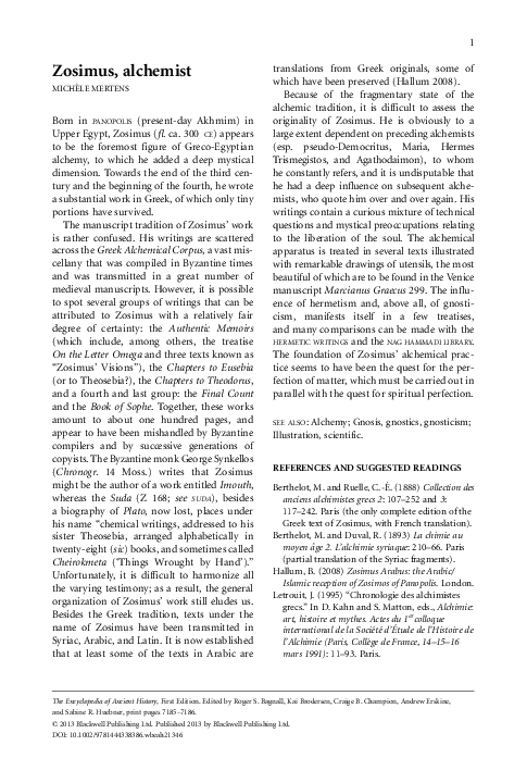 (PDF) Zosimus, alchemist