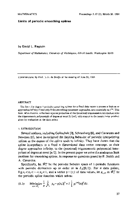 Pdf Limits Of Periodic Smoothing Splines