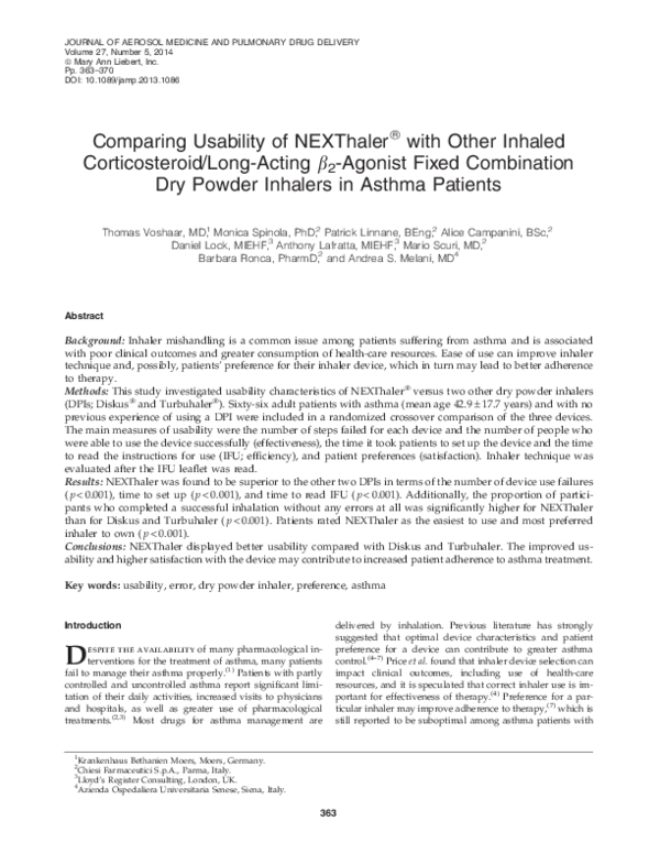 (PDF) Comparing Usability of NEXThaler® with Other Inhaled ...