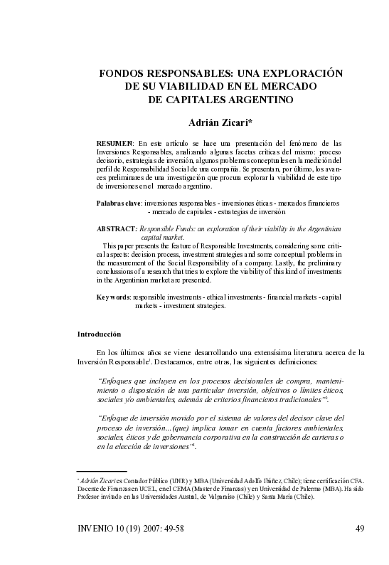 (PDF) Fondos Responsables: una exploración de su viabilidad en el ...